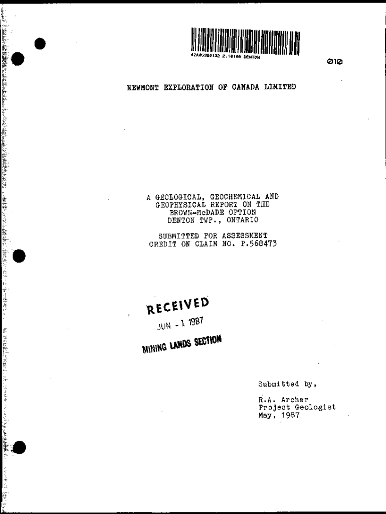 Fillable Online GEOL GCHEM & GEOPH RPT ON THE BROWN MCDADE OPT ...