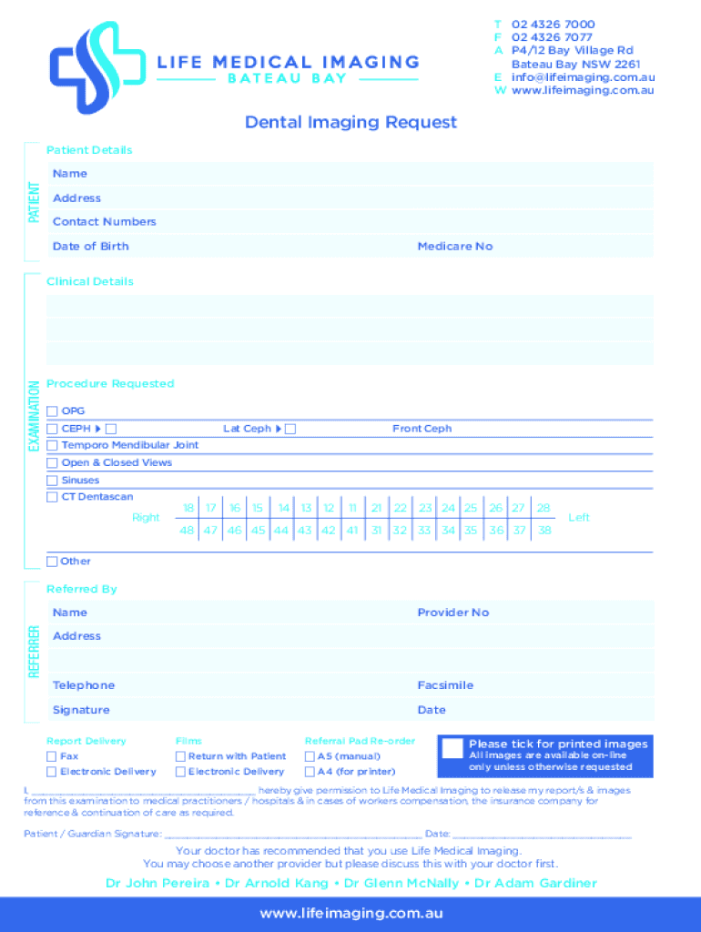 Fillable Online Life Medical Imaging & Radiology Center in Central ...
