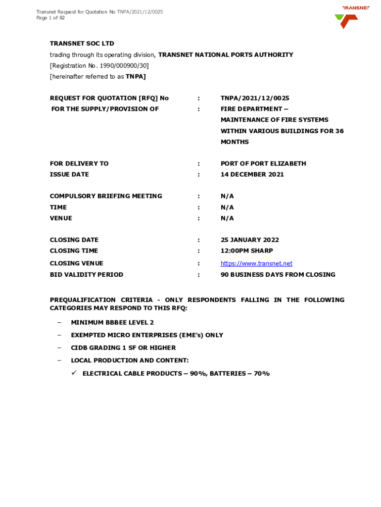 Fillable Online State-owned Transnet National Ports Authority (TNPA ...