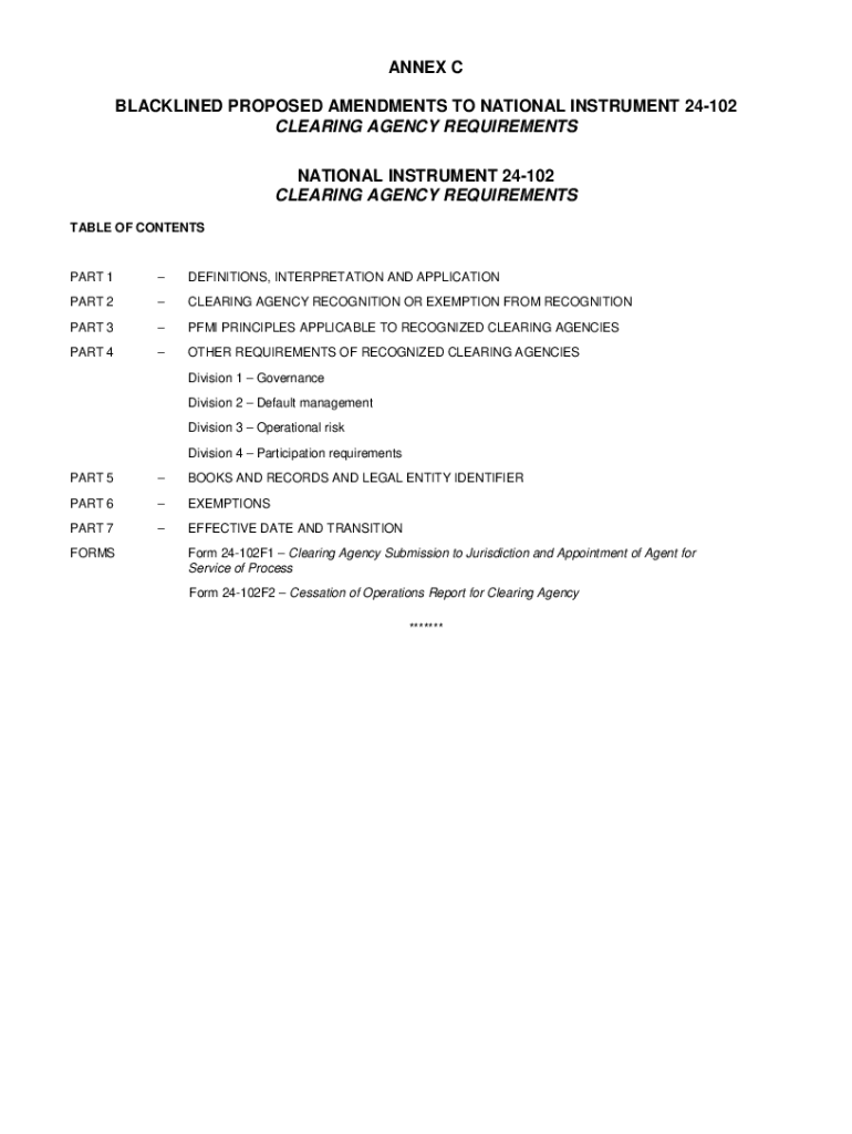 Fillable Online Blacklined Proposed Amendments to National Instrument 24-102 ... Fax Email Print ...