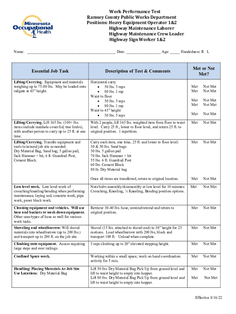 Fillable Online Heavy Equipment Operator/Labor Crew Leader & Highway ...