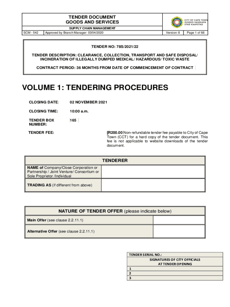 Fillable Online TENDER DESCRIPTION: CLEARANCE, COLLECTION, TRANSPORT AND SAFE DISPOSAL/ Fax ...