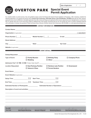 Fillable Online overtonpark Special Event Application - Overton Park - overtonpark Fax Email ...