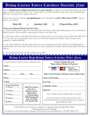 Fillable Online bishopcanevin BC Lottery Order Form - Bishop Canevin ...