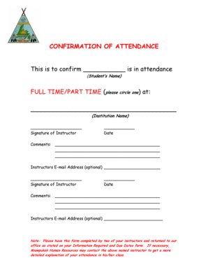 Fillable Online Confirmation of Attendance Form.doc Fax Email Print ...