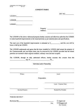 Fillable Online CONSENT FORM SPC NO. LEASE # LESSOR: LESSEE ... Fax ...