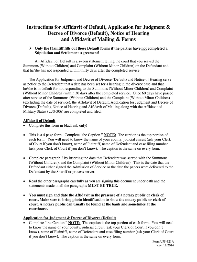 Fillable Online ujs sd Affidavit of Default, Application for Judgment ...