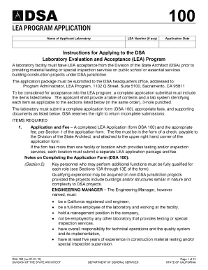 Fillable Online documents dgs ca Form DSA 100 Fax Email Print - pdfFiller
