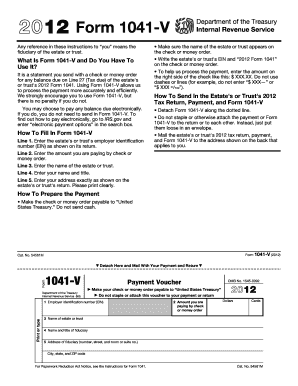 Fillable Online irs 2012 Form 1041-V. Payment Voucher Fax Email Print ...