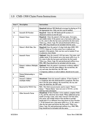 Fillable Online 1.0 CMS-1500 Claim Form Instructions Fax Email Print ...