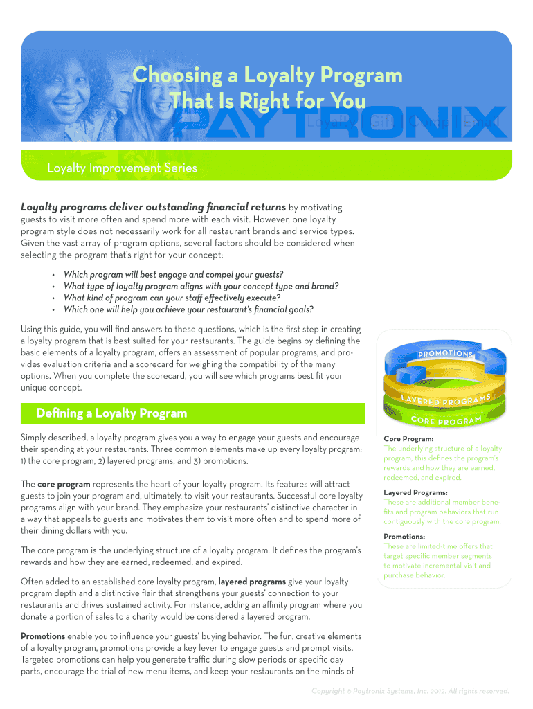 Fillable Online Choosing a Loyalty Program Fax Email Print - pdfFiller