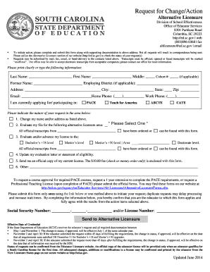 Fillable Online ed sc Request for Change/Action Form - ed sc Fax Email ...