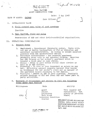 Fillable Online foia cia FALL PASTIME AGENT DESCRIPTION FORM Date: 1 ...