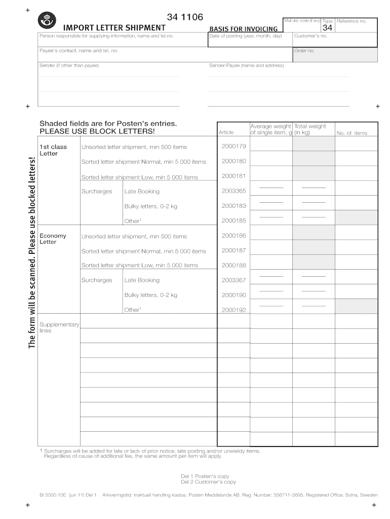 Fillable Online IMPORT LETTER SHIPMENT 34 The form will be scanned ...
