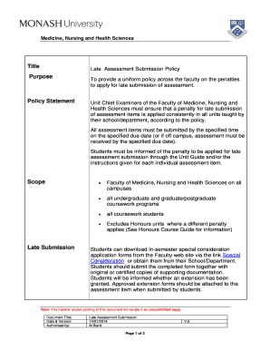 Fillable Online Late Assessment Submission Policy Fax Email Print ...