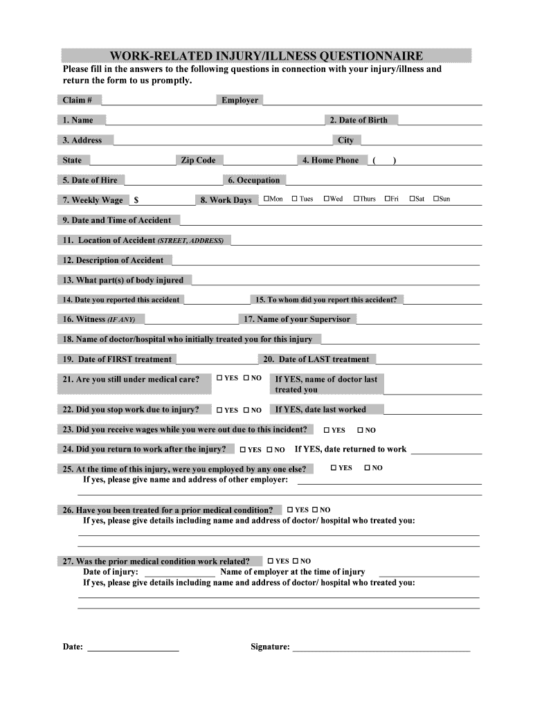 Fillable Online Workers Comp Form Fax Email Print - pdfFiller