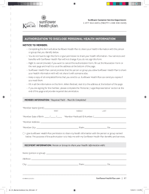 Fillable Online KanCare Sunflower Health Plan. Sunflower Health Plan ...