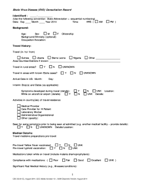 Fillable Online CDC Ebola Virus Disease Consultation Form Fax Email Print - pdfFiller