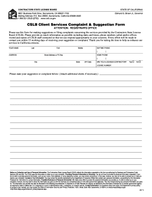 Fillable Online cslb ca Box 26000, Sacramento, California 95826-0026 1 ...