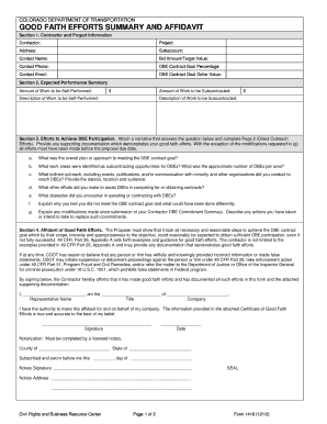 Fillable Online GOOD FAITH EFFORTS SUMMARY AND AFFIDAVIT Fax Email ...