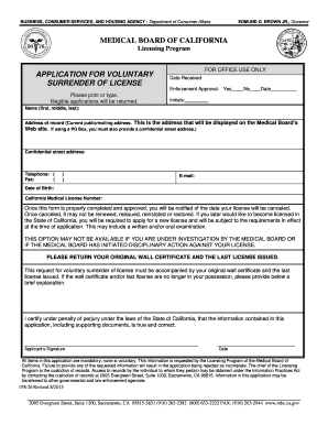 Fillable Online mbc ca , Governor MEDICAL BOARD OF CALIFORNIA Licensing ...