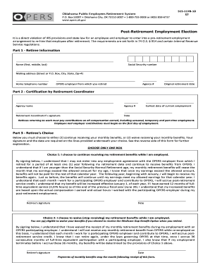 Fillable Online opers ok Post-Retirement Employment Election - Oklahoma ...