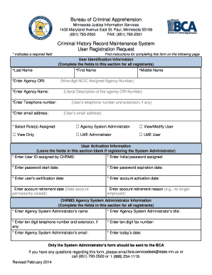 Fillable Online dps mn Criminal History Records Maintenance System User Registration Form Fax ...