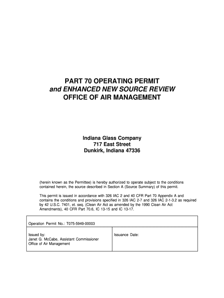 Fillable Online permits air idem in Indiana Glass Company - permits air ...