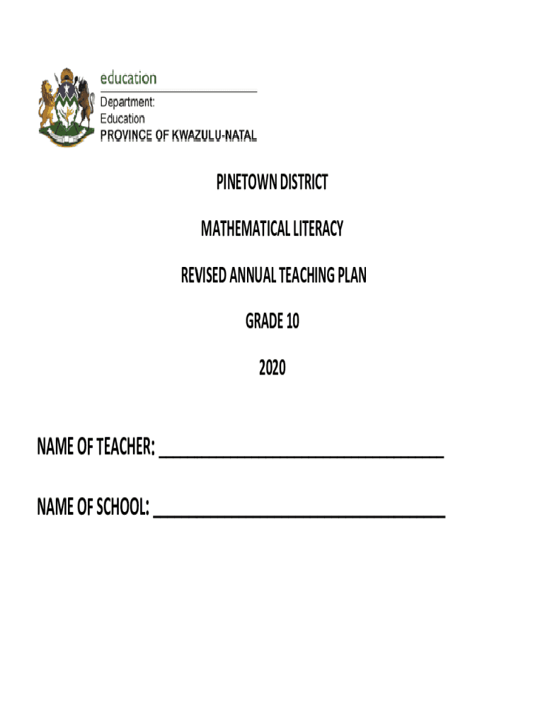 Fillable Online Mathematical Literacy (Maths Lit) Grade 10 ATP (Annual ...