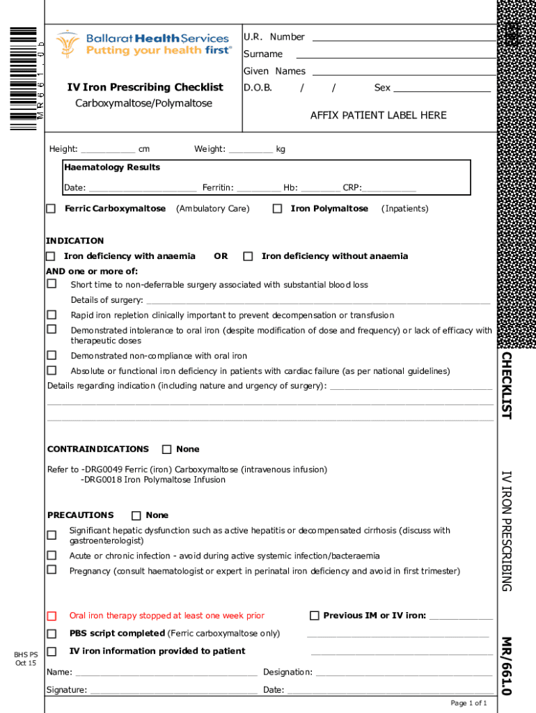 Fillable Online now available for the treatment of iron deficiency Fax Email Print - pdfFiller