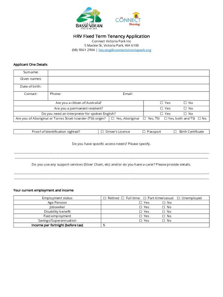 Fillable Online 20220719 - HRV Fixed Term Tenancy Application Fax Email ...