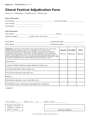 Fillable Online Choral Festival Adjudication Form Fax Email Print ...