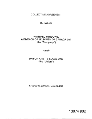 Fillable Online COLLECTIVE AGREEMENT BETWEEN UNIFOR AND ITS ... Fax ...