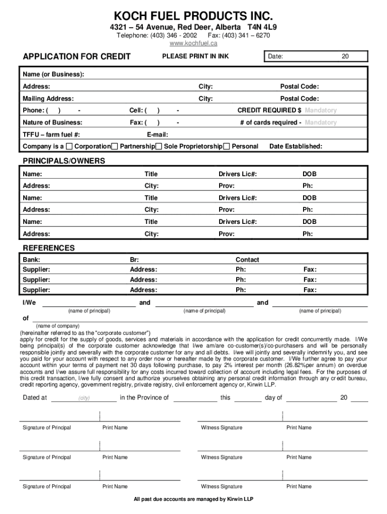 Fillable Online Koch Fuel Products Ltd in Red Deer, AB4033416270 - 411.ca Fax Email Print ...