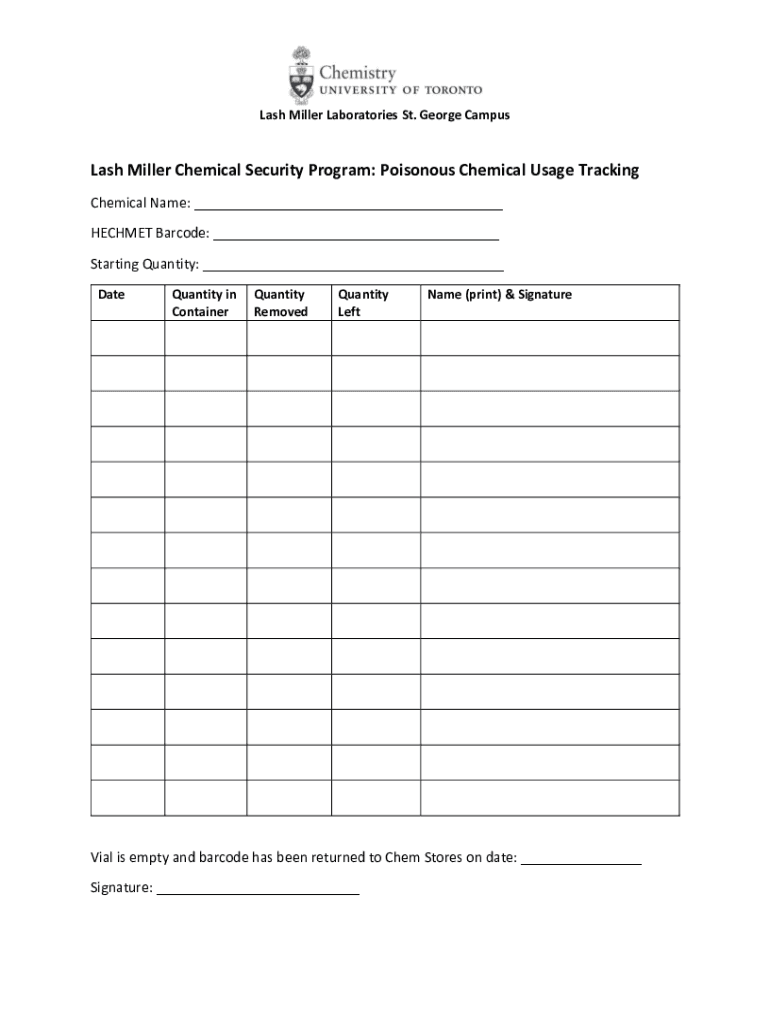 Fillable Online Chemical Inventory Management 1. Purpose: to provide st Fax Email Print - pdfFiller