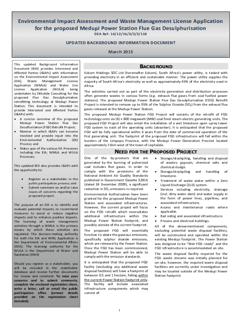 Fillable Online Environmental Impact Assessment and Waste ... Fax Email ...