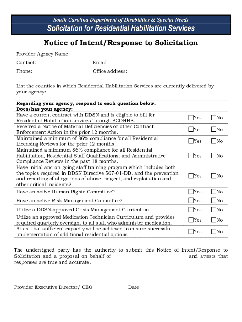 Fillable Online ddsn sc South Carolina Department of Disabilities ...