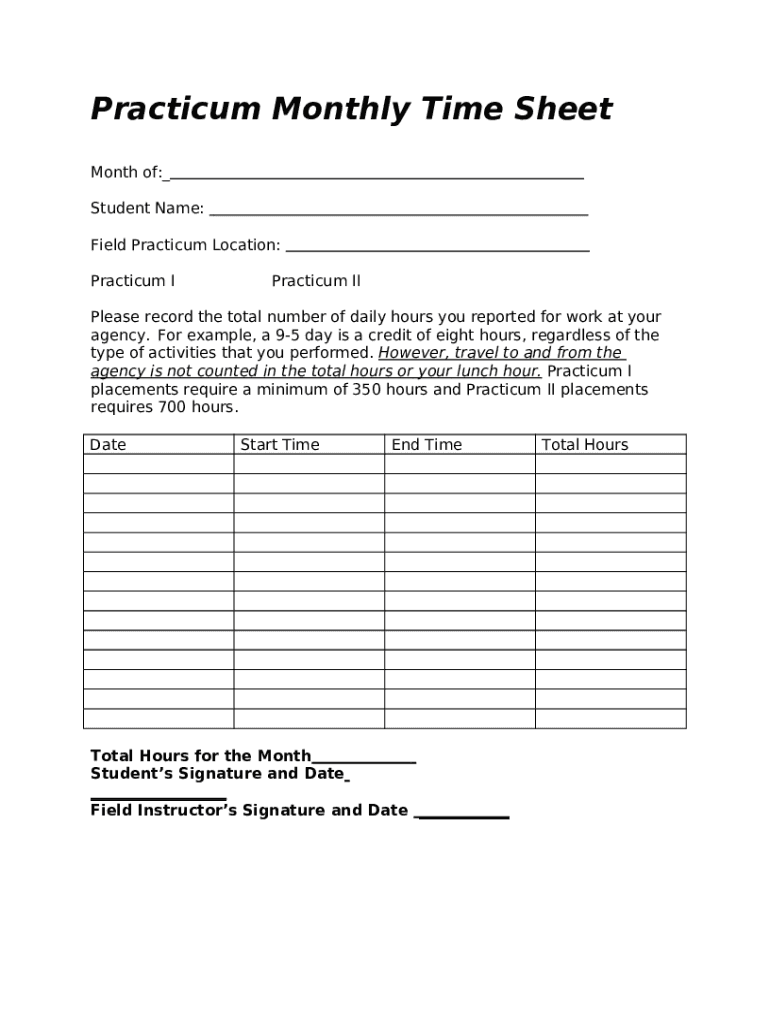 Instructions on Completing Time Sheets Students are ... Doc Template ...