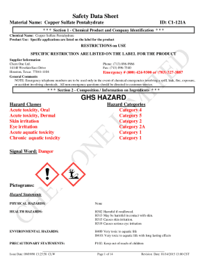Fillable Online Material Safety Data Sheet Copper(II) sulfate ...
