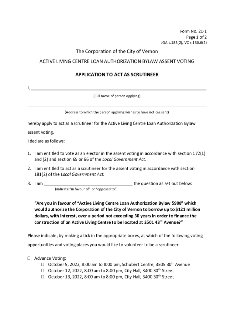 Fillable Online Form No-21-1 Scrutineer Application Fax Email Print ...
