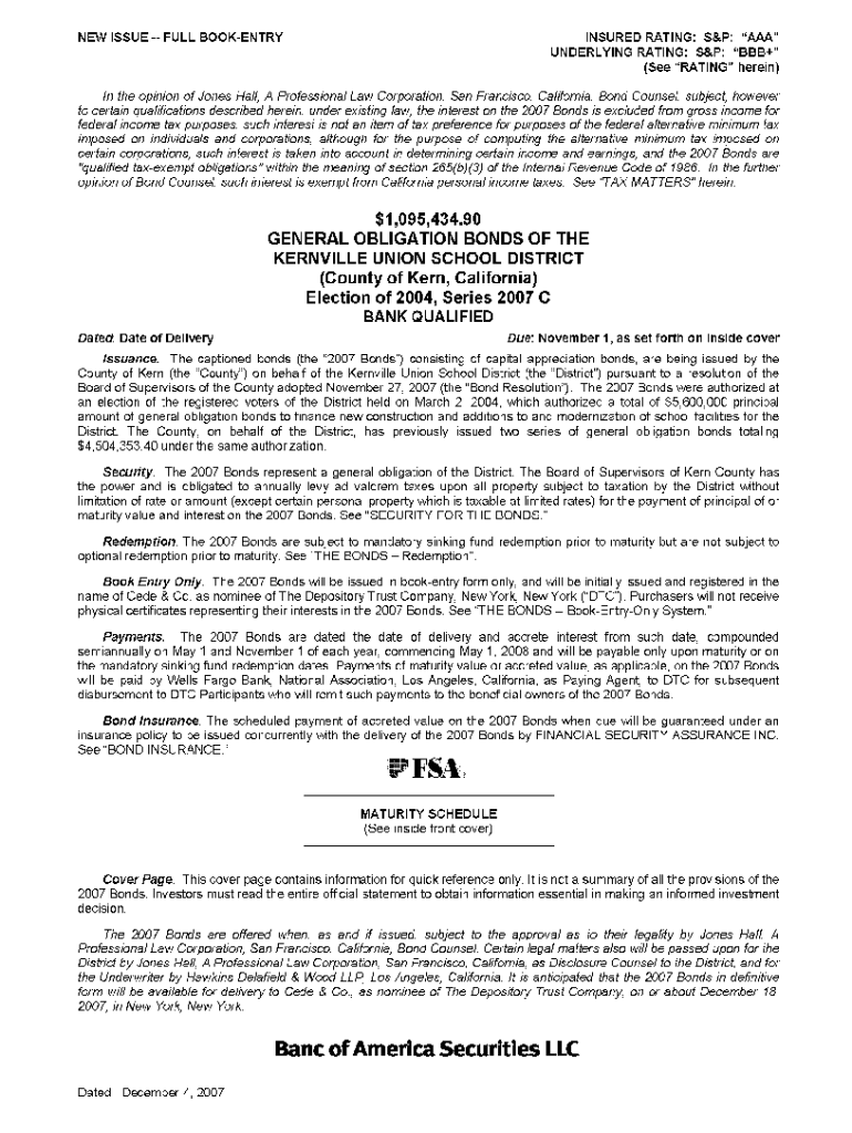 Fillable Online UNDERLYING RATING: S&P: "BBB+" Fax Email Print - pdfFiller