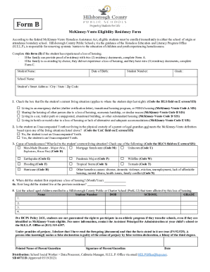 Fillable Online SB 60711B McKinney-Vento Eligibility Residency Form B.docx Fax Email Print ...