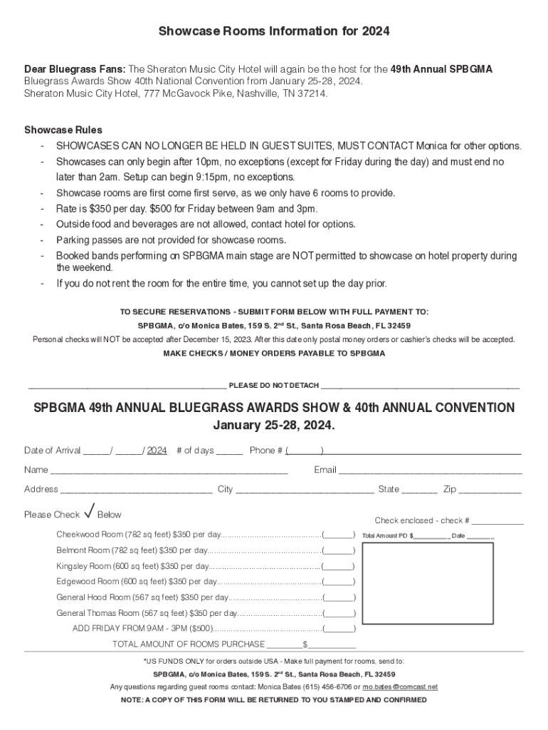 Fillable Online Showcase Rooms Information for 2024 Fax Email Print ...