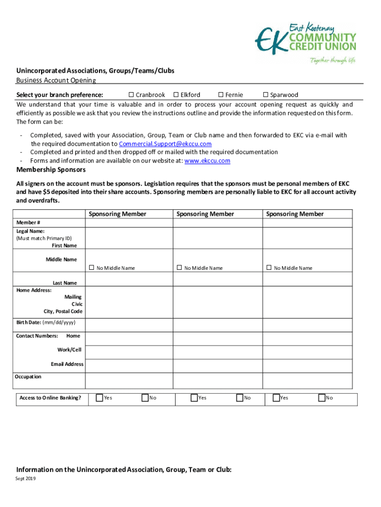 Fillable Online Account Opening Checklist Requirements for Business ...