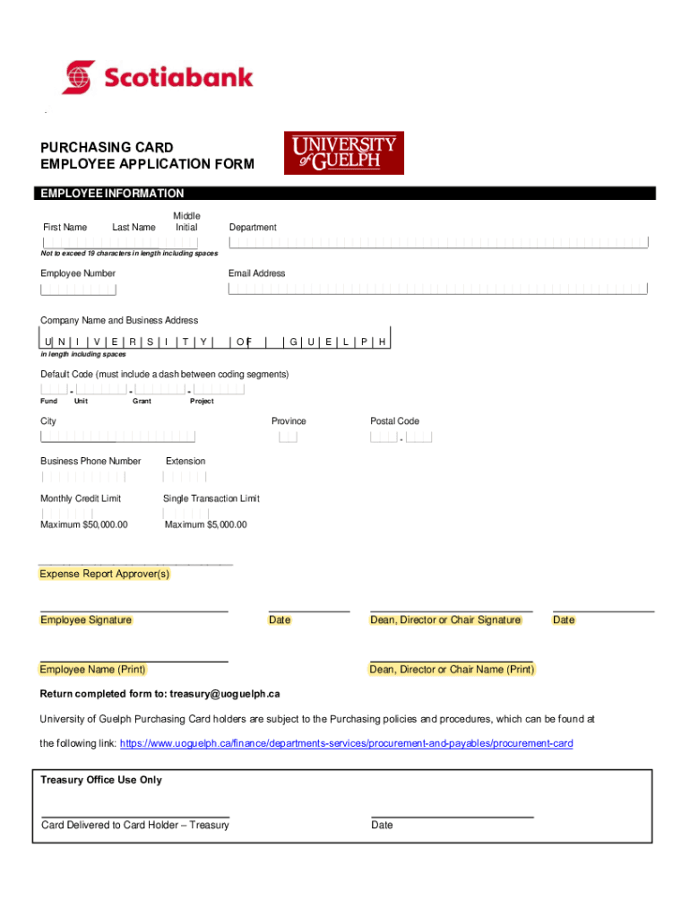 Fillable Online 3013.1 Purchasing Card Application, Activation, and ...