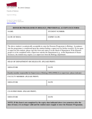 Fillable Online PROVISIONAL ACCEPTANCE FORM NAME: STUDENT ... Fax Email ...