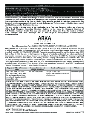 Fillable Online Arka Fincap - Abridged Prospectus Fax Email Print - pdfFiller