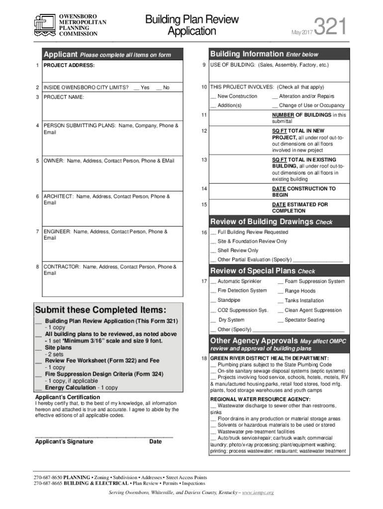 Fillable Online 321 Building Plan Review Application Fax Email Print ...