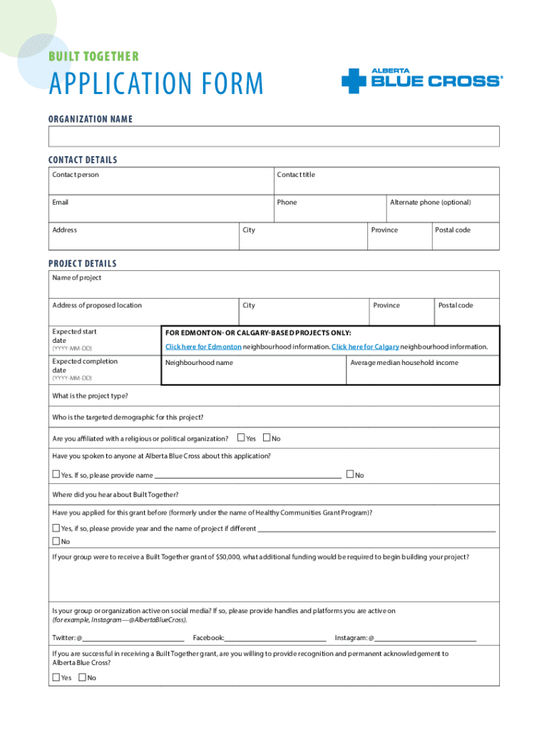 Fillable Online 2 weeks left to apply for Built Together grant program Fax Email Print - pdfFiller