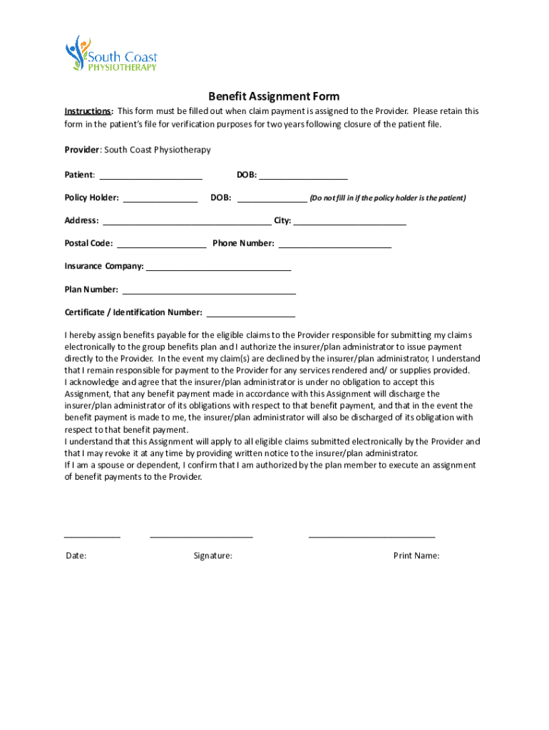 Fillable Online Manulife Financial - Group Benefits - Assignment of ...